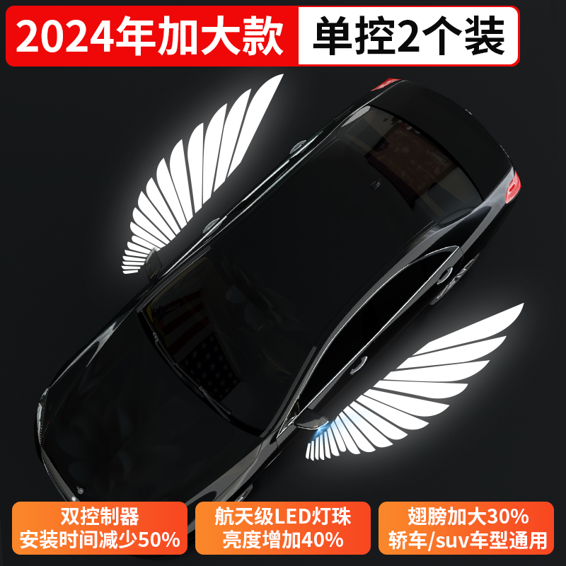 Car Angel Wing Welcome Lights, Rearview Mirror Ground Lights, Door Lights